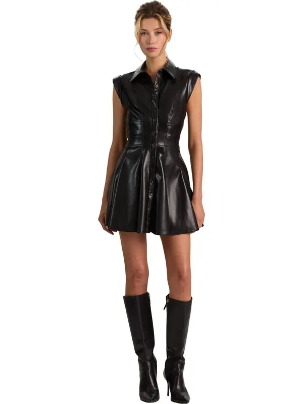 Alice + Olivia Kim Vegan Corset Mini Dress - Black