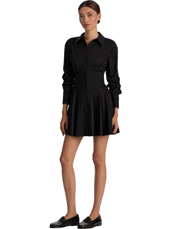 Alice + Olivia Edie Corset Button Down Mini Dress - Black