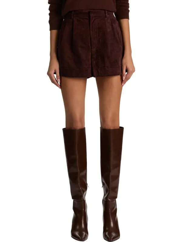 Alice + Olivia Conry Suede Short - Dark Chocolate
