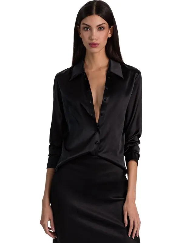 Alice + Olivia Willa Silk Blouse - Black