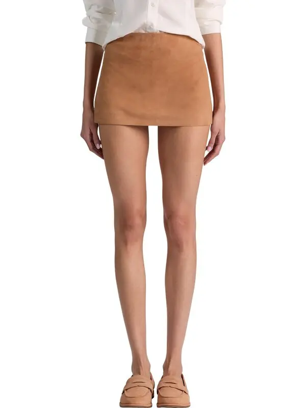 Alice + Olivia Mace Suede Mini Skort - Tan