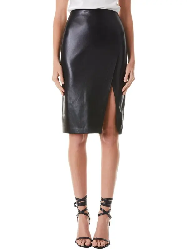 Alice + Olivia Siobhan Vegan Midi Skirt - Black