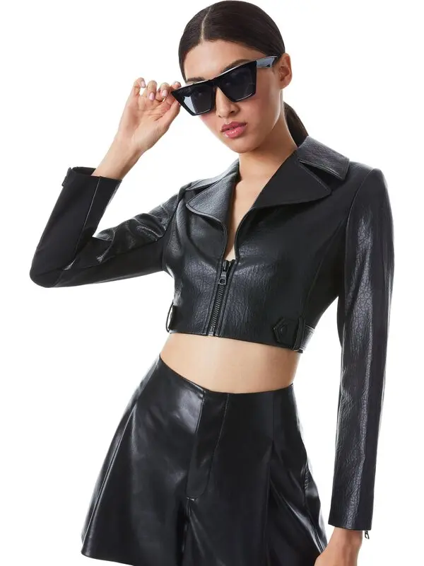 Alice + Olivia Yardley Vegan Jacket - Black