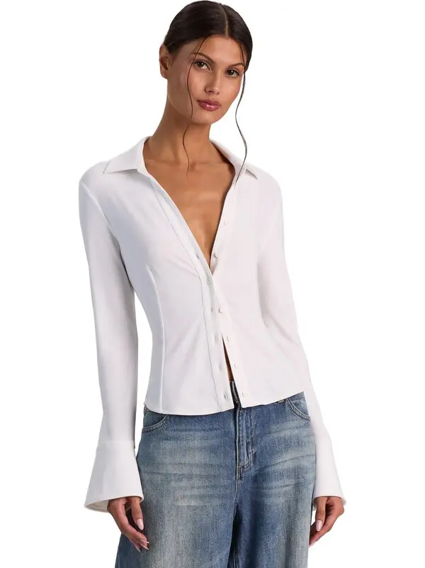 Alice + Olivia Freya Button Down Top - Off White