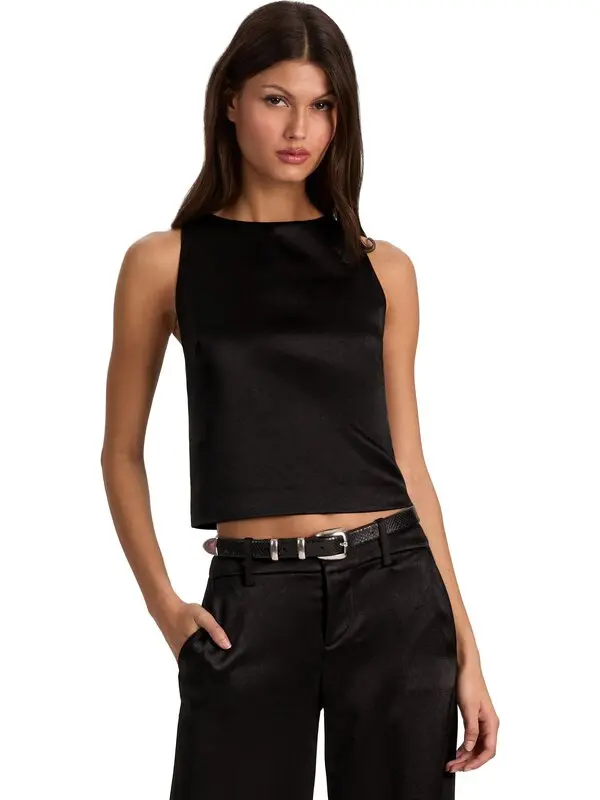 Alice + Olivia Yvette Boat Neck Tank - Black