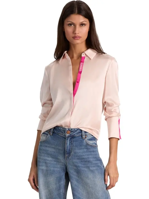 Alice + Olivia Willa Silk Blouse - Blush