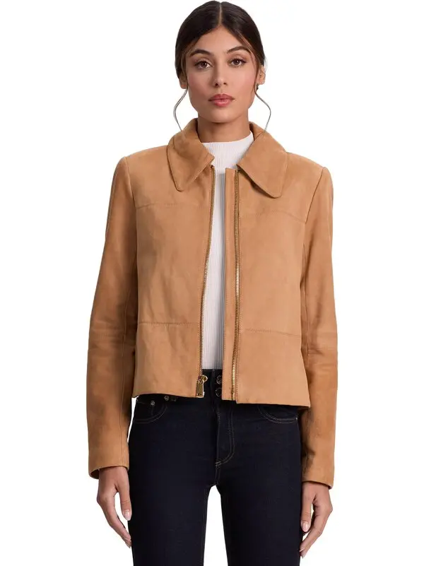Alice + Olivia Logan Suede Short Coat - Praline