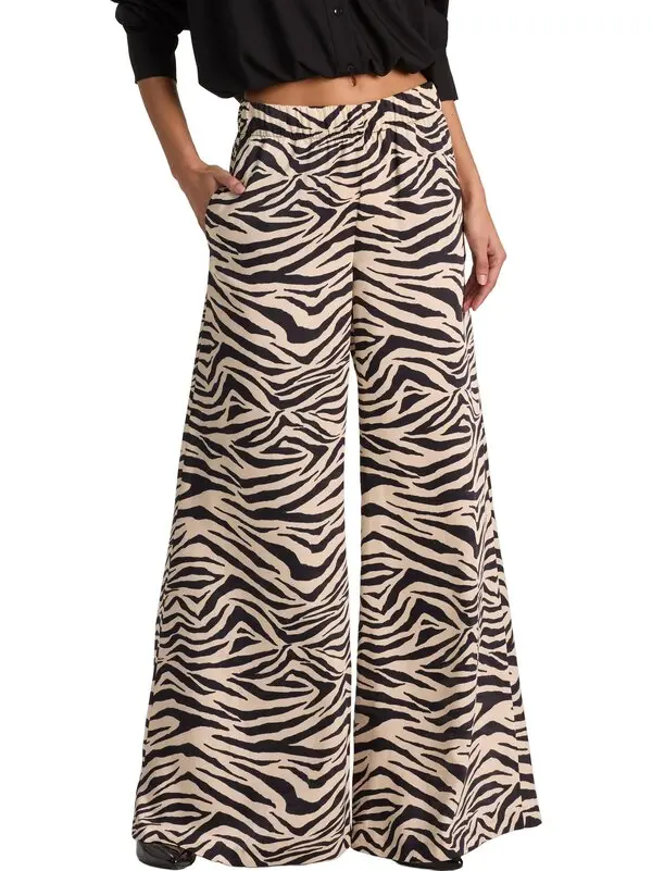 Alice + Olivia Keegan Pull On Wide Leg Pant - Zebra