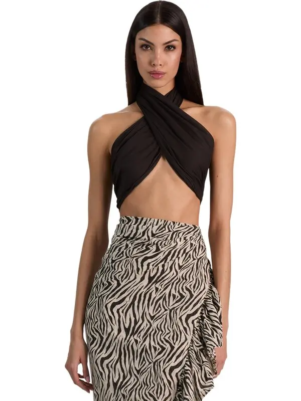 Alice + Olivia A+o X Coniglio Palm Beach Stacey Top - Black