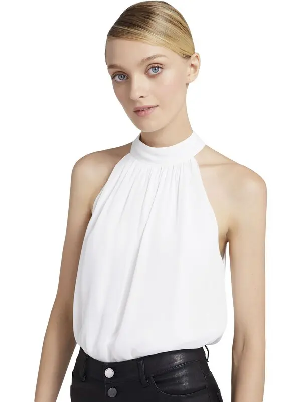 Alice + Olivia Maris Halter Top - White