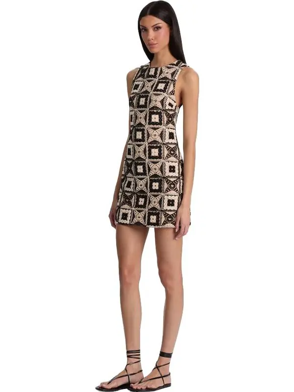 Alice + Olivia Clyde Crochet Mini Dress - Black/multi