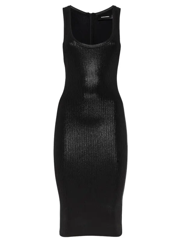 Dsquared2 Shimmer Knit Midi Dress - Black