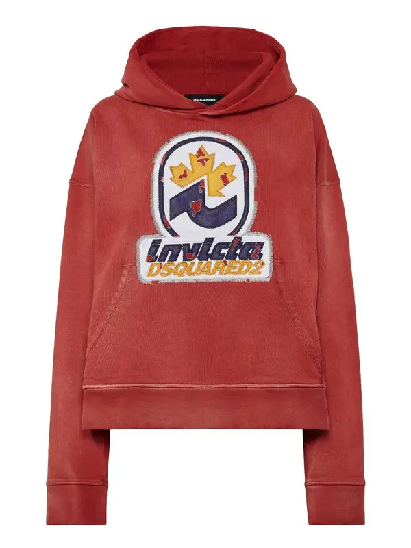 Dsquared2 Dyed And Destroyed And Dirty Invicta Ny Fit Hoodie - Red