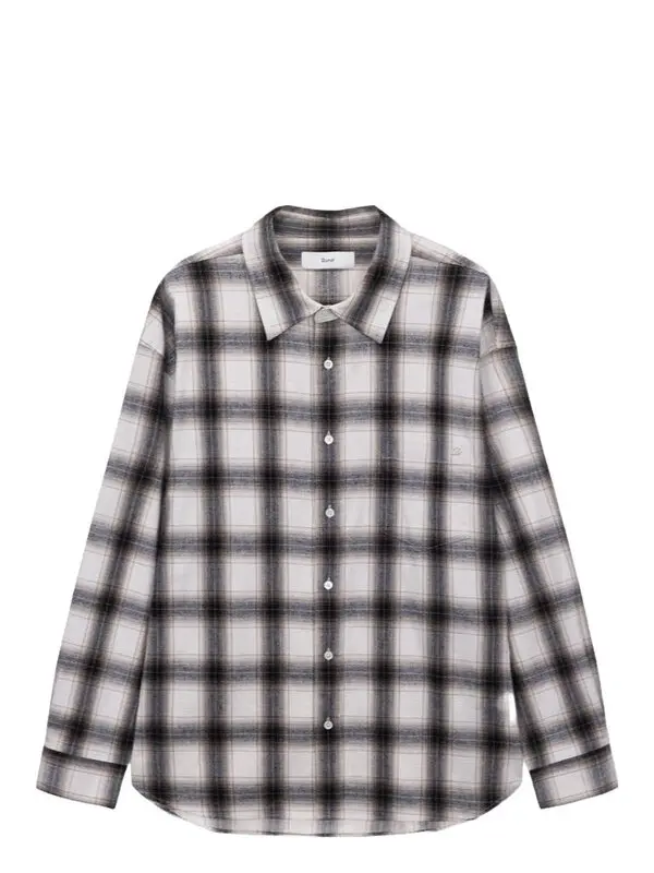 DUNST Winter Flannel Checked Shirt Beige - Gray