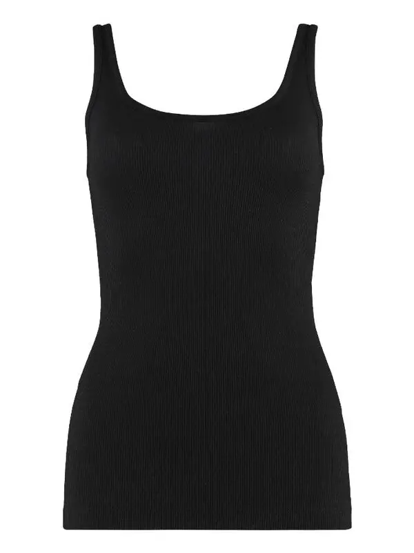 Vince Ribbed Sleeveless Tank Top - Black