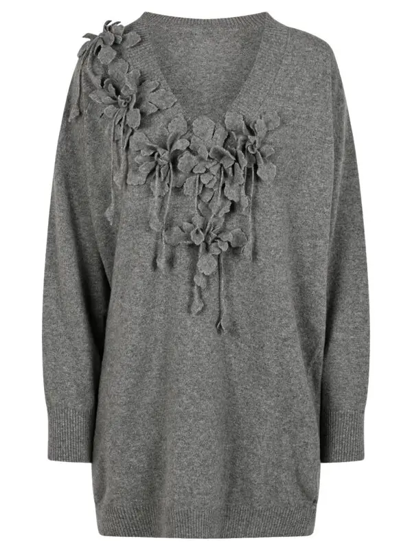 Alberta Ferretti Appliqué Knitted Dress - Gray