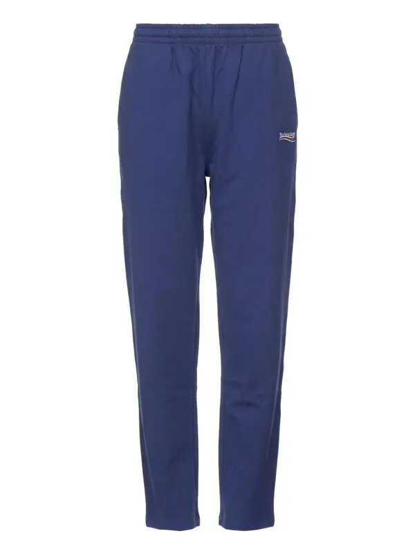 Balenciaga Elastic Waist Straight Leg Embroidered Sweatpants - Blue
