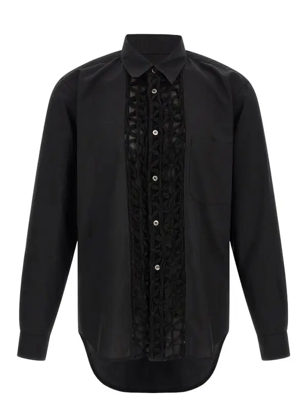Comme Des Garçons Long-sleeved Curved Hem Shirt - Black