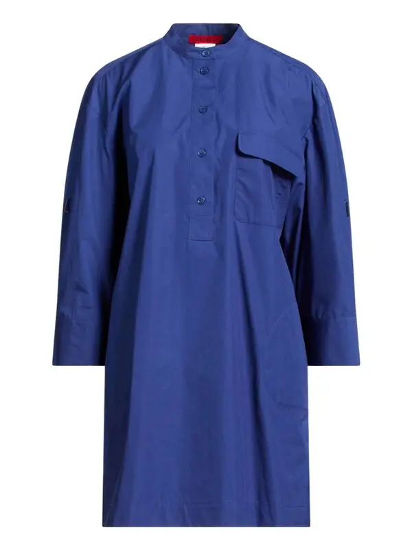 Max & Co. Stand Collar Utility Shirt Dress - Blue