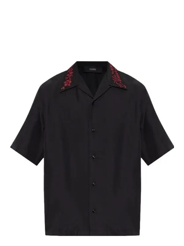 Amiri Embroidered Collar Short-sleeve Shirt - Black