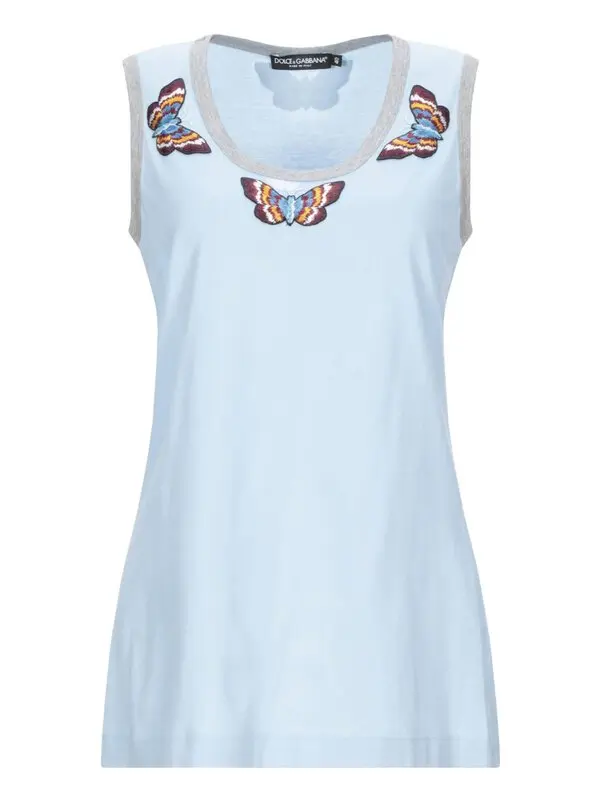 Dolce & Gabbana Solid-colored Plain-knit Top - Blue