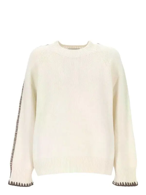 OLIVER LATTUGHI Blanket-stitched Raglan-sleeve Sweater - Neutrals