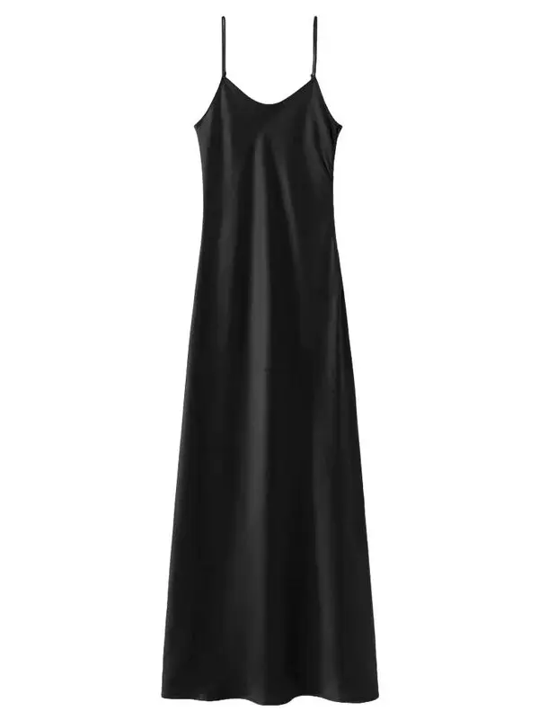 Almada Label Satin-finish Slip Maxi Dress - Black