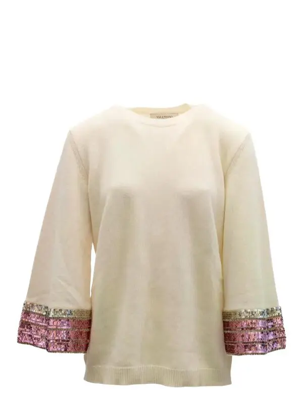 Valentino Garavani Sequin-embellished Flared-sleeve Sweater - Neutrals
