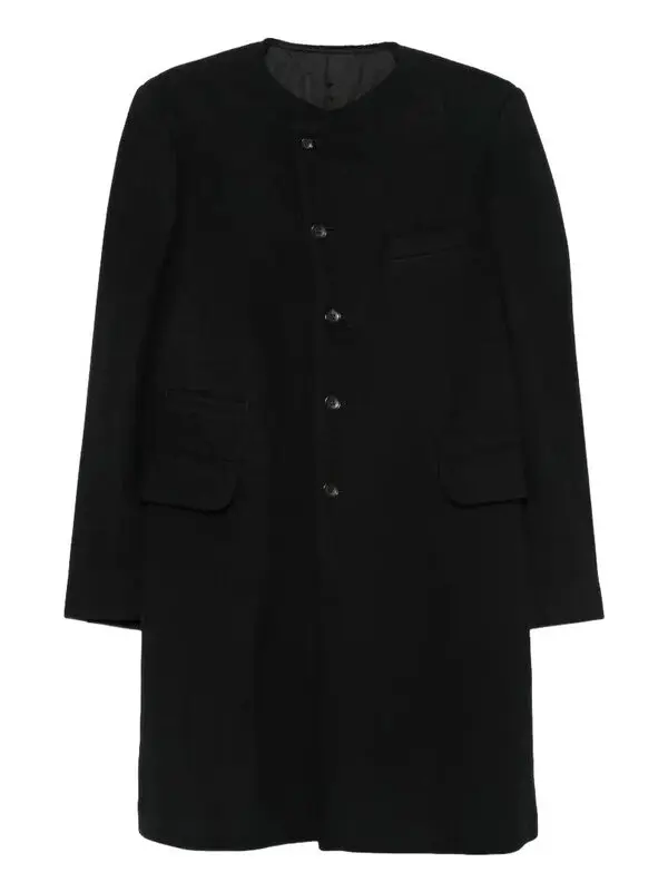 Comme Des Garçons Collarless Single-breasted Coat - Black