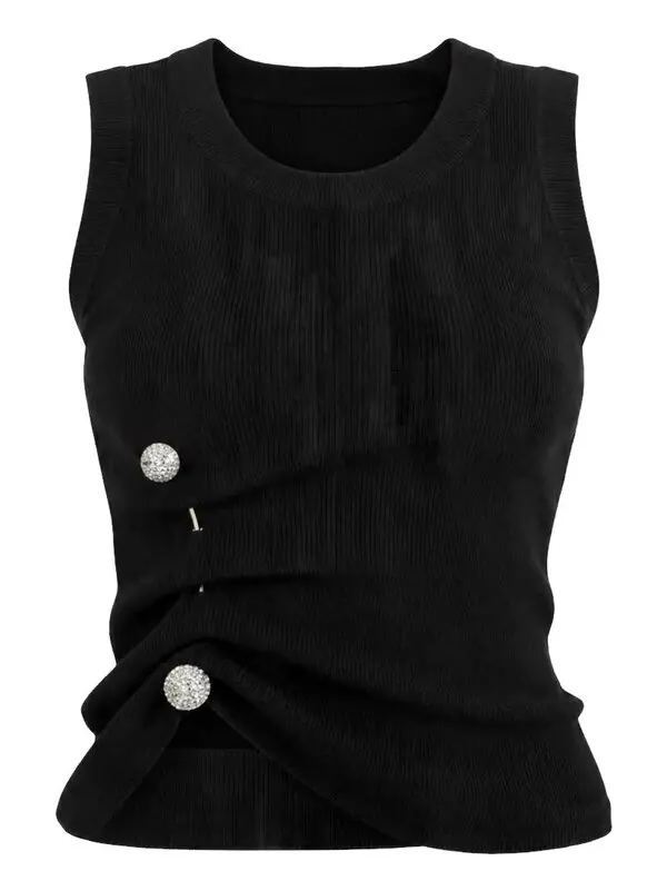 Giuseppe Di Morabito Crystal-embellished Ribbed-knit Top - Black