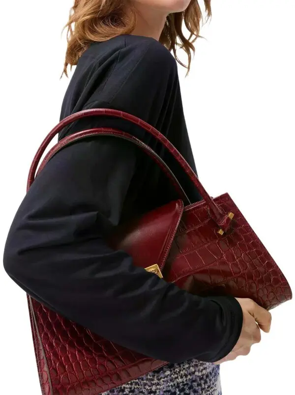 Versace Severine Croc-effect Leather Shoulder Bag - Red