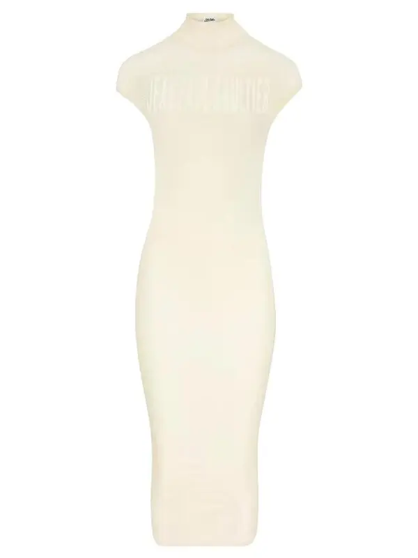 JEAN PAUL GAULTIER Mock-neck Tulle Midi Dress - Neutrals