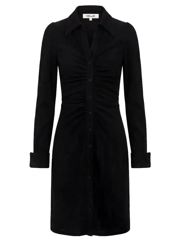 Diane Von Furstenberg Ruched Ribbed-knit Midi Dress - Black