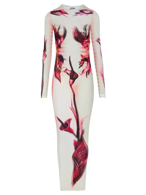 JEAN PAUL GAULTIER Body Flowers Maxi Dress - Neutrals