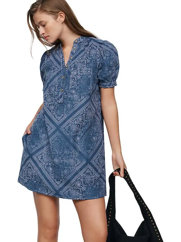 PILCRO Aly 100% Cotton Corduroy Mi Shirtdress - Blue