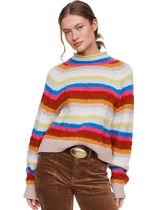 MOTHER 100% Wool Concert Hickey Sweater - Multi Rainbow