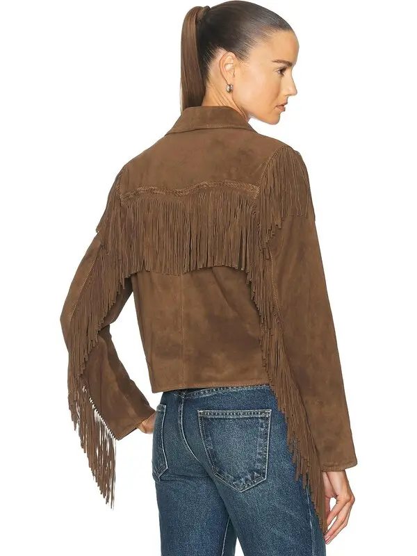 NILI LOTAN Eloi Suede Jacket In Chocolate - Hazelnut