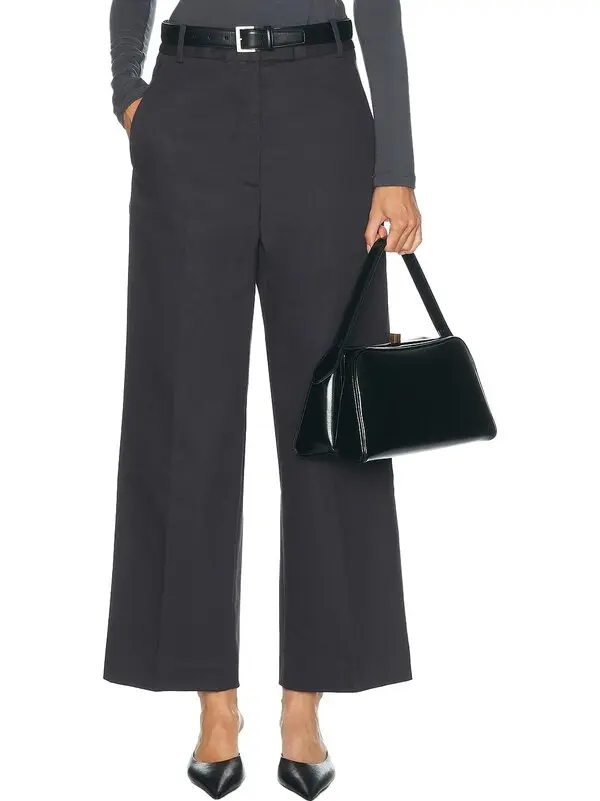 Renggli Cotton Sateen Relaxed Trouser In Black - Onyx