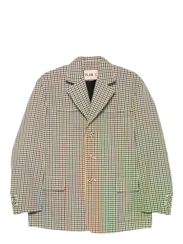 Plan C Gingham-check Blazer - Neutrals