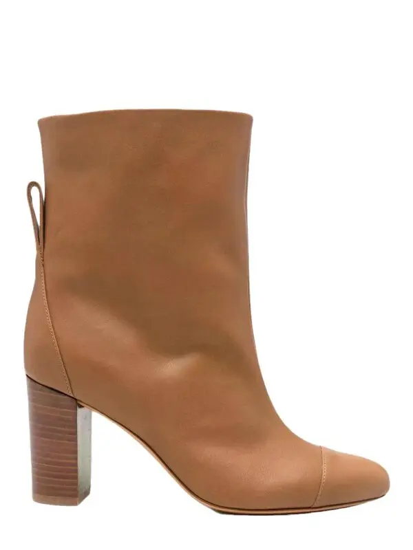 ODISSI Cap-toe Block-heel Ankle Boots - Brown