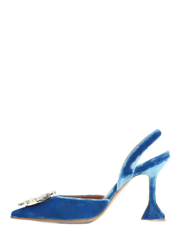 Amina Muaddi Begum Sling 95 Velvet Pumps - Blue
