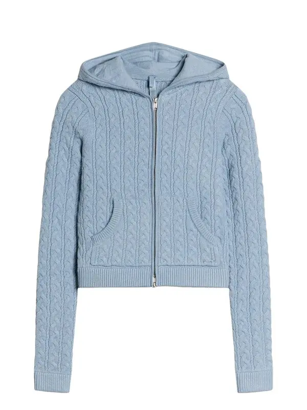 SKIMS Sweater Knit Cable Zip Up Hoodie - Fog