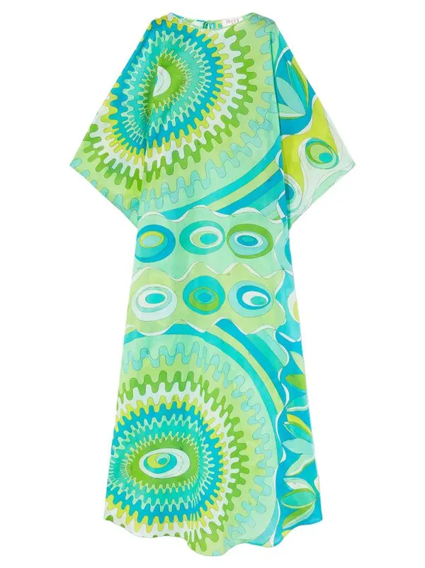 Emilio Pucci Bersaglio-print Cotton Kaftan Dress - Green