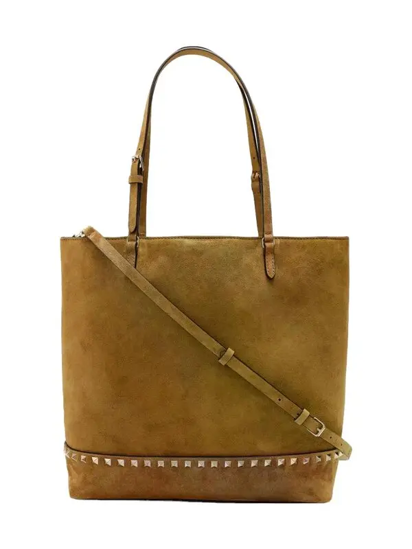 Valentino Garavani Rockstud Suede Shoulder Bag - Brown