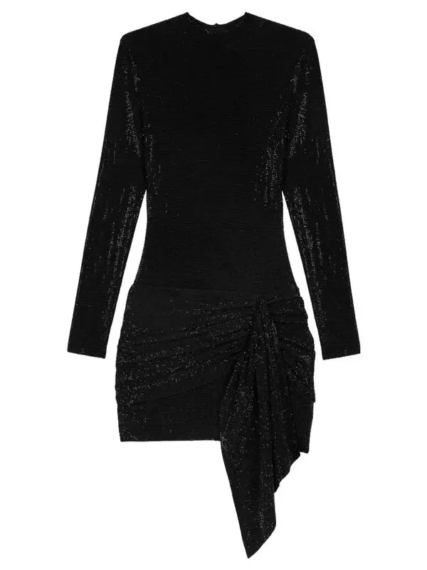 Maje Draped-detail Knitted Dress - Black