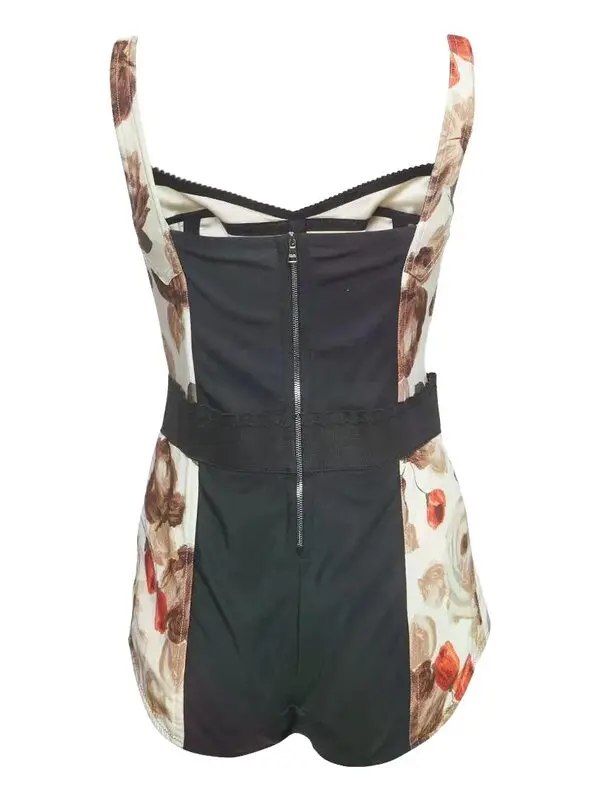 Dolce & Gabbana Floral-print Crepe Bodysuit - Neutrals