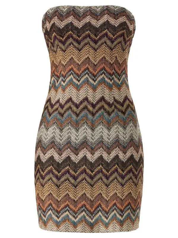 Missoni Zig Zag Mini Dress In Lamé Viscose - Multicoloured