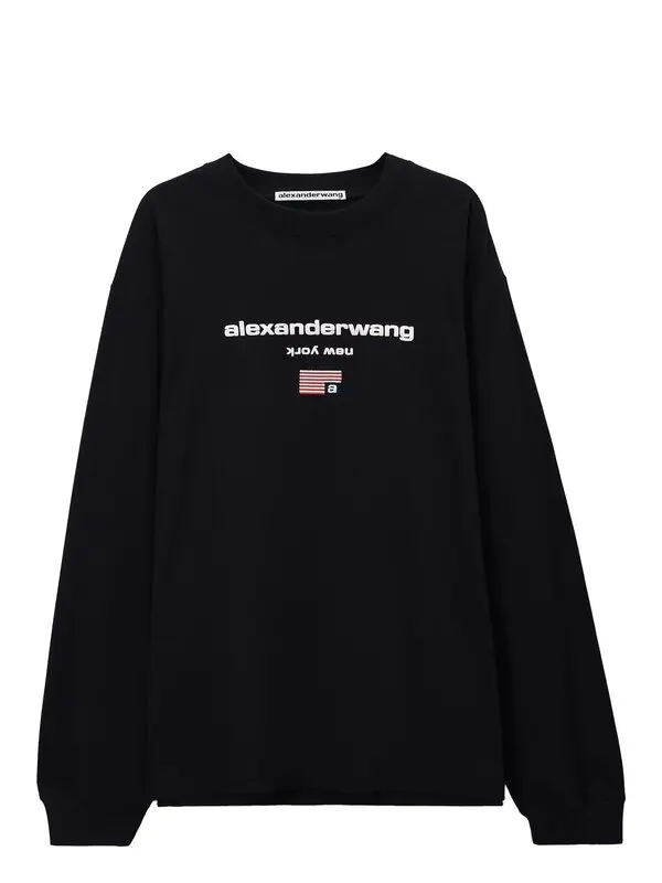 Alexander Wang Logo Graphic Long Sleeve Tee - Black