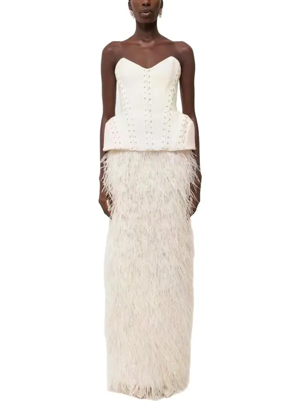 NISSA Lace-up Structured Wool Corset Top - Neutrals