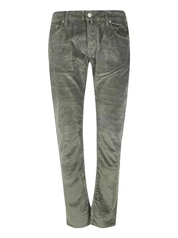 JACOB COHЁN Corduroy-effect Straight-leg Trousers - Green